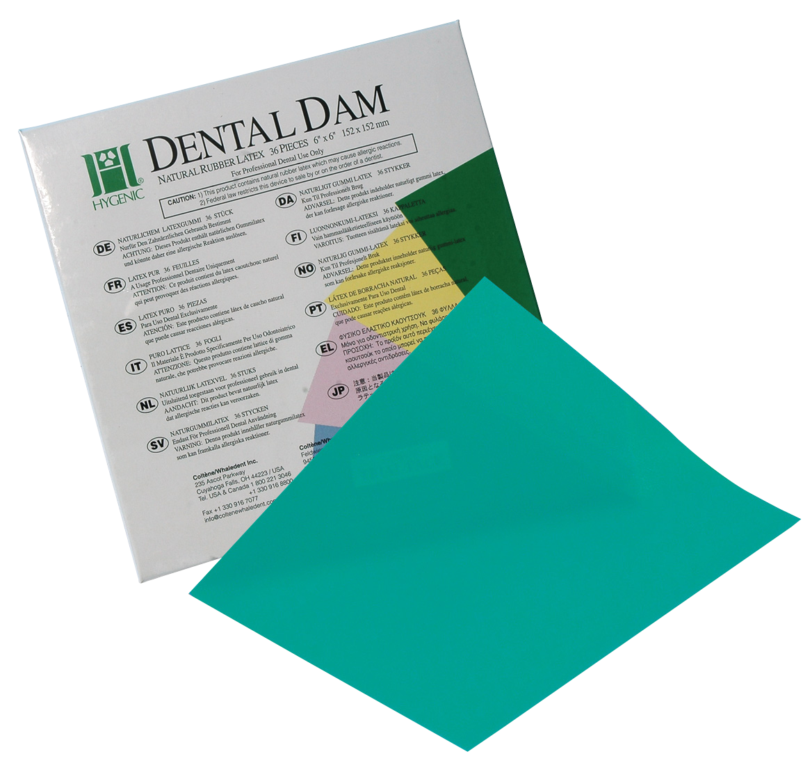 Coltene Hygenic Hygenic Rubber Dam Thin 6 x 6 Inch Green 36pk 217906 ...