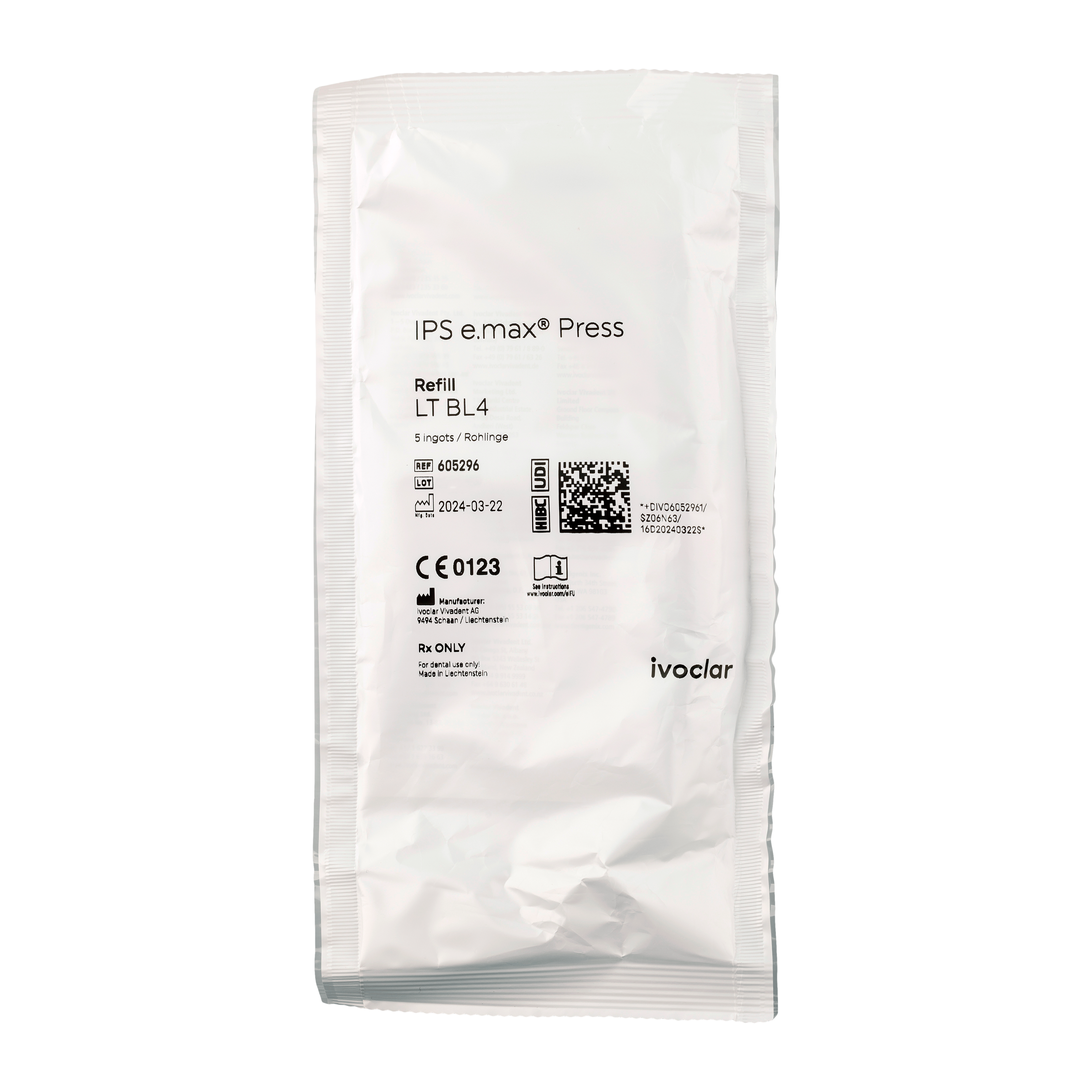 Ivoclar IPS e.max Press Ingots Low Translucency BL4 5pk 1091404 - Henry ...