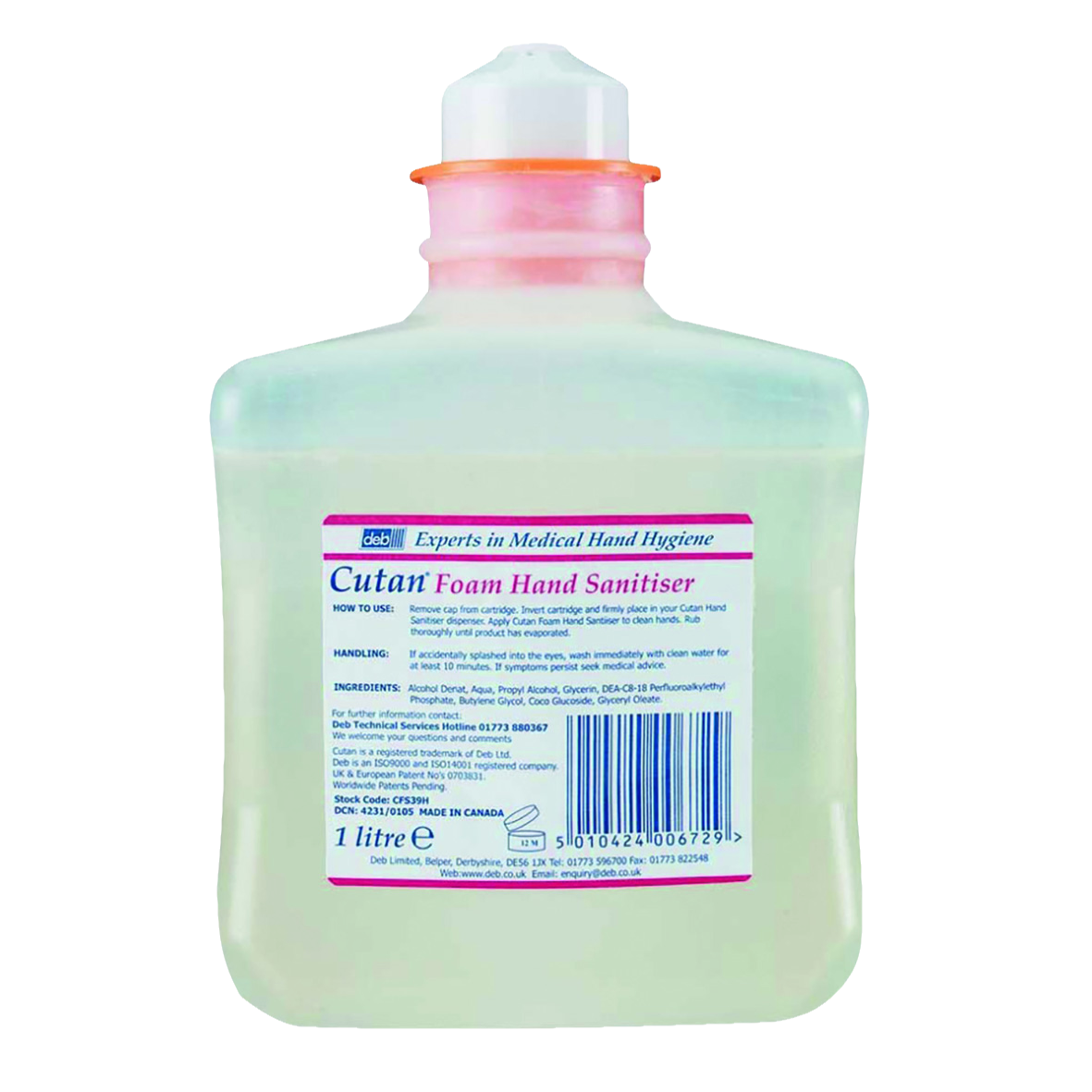Deb Cutan Alcohol Foam Hand Sanitiser 1L 1113328 - Henry Schein - UK