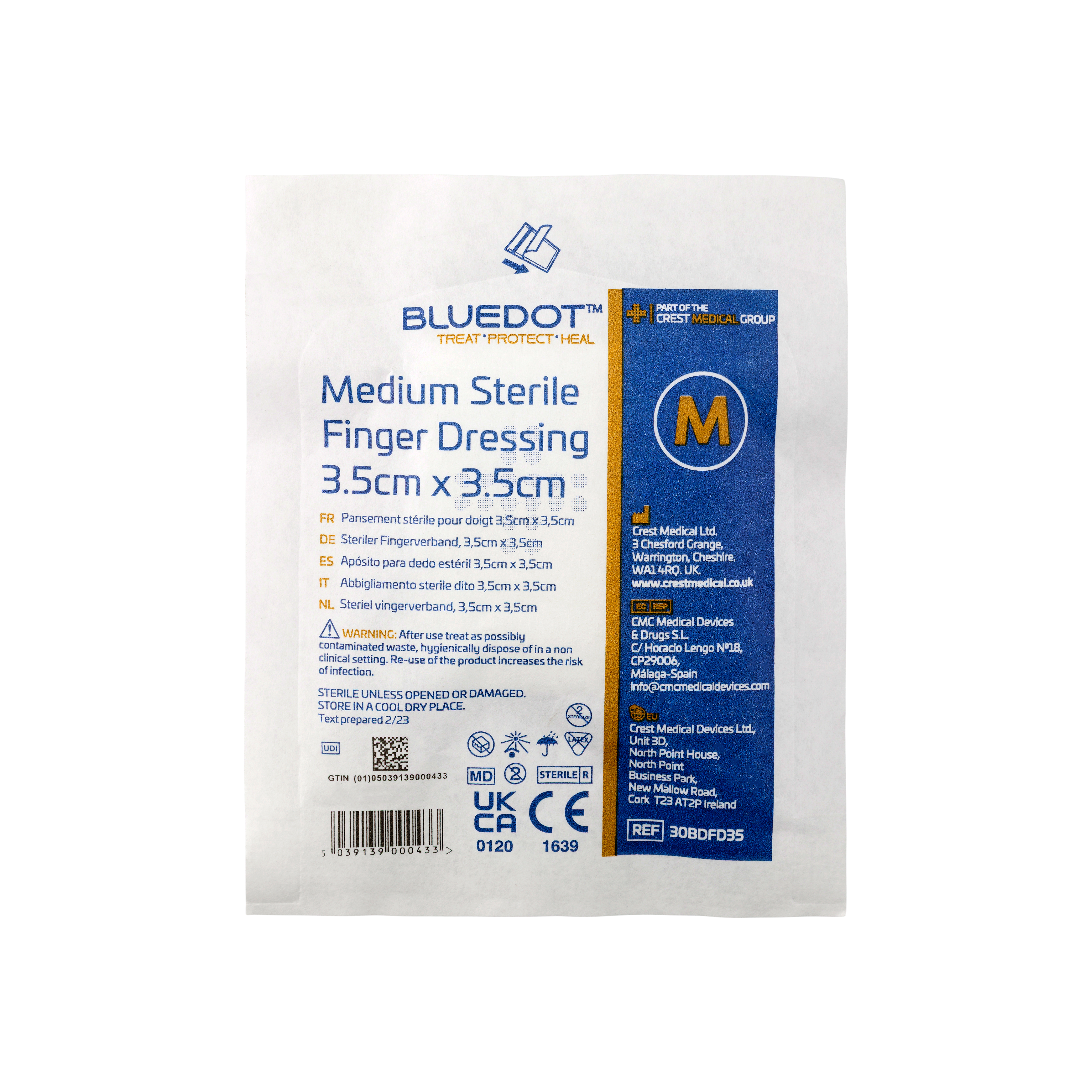 Reliance Medical Blue Dot Finger Dressing Adhesive 3.5 x 3.5cm DRE471 ...