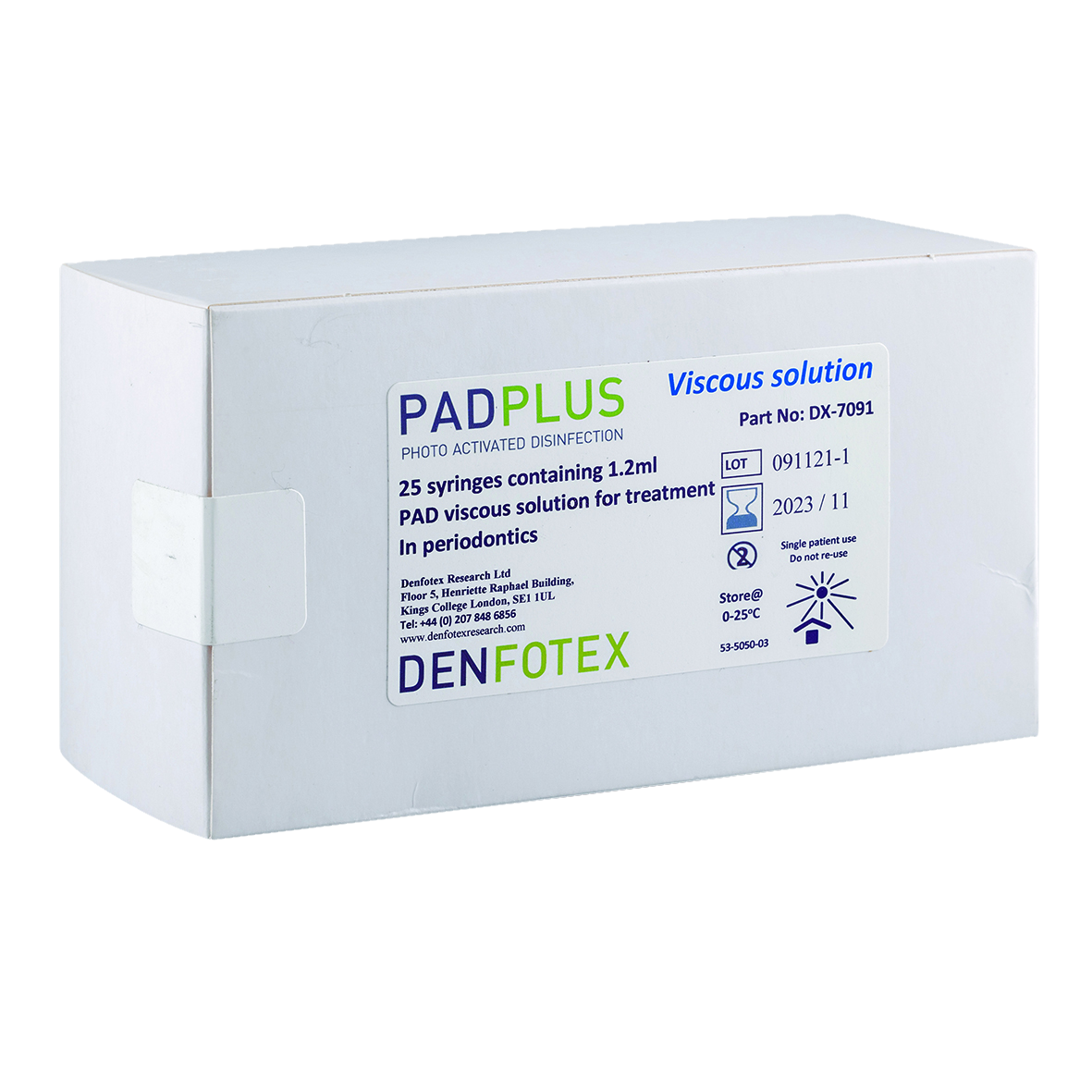 Denfotex Research Ltd PAD Plus Viscous Solution Syringe 1.2ml 25pk ...