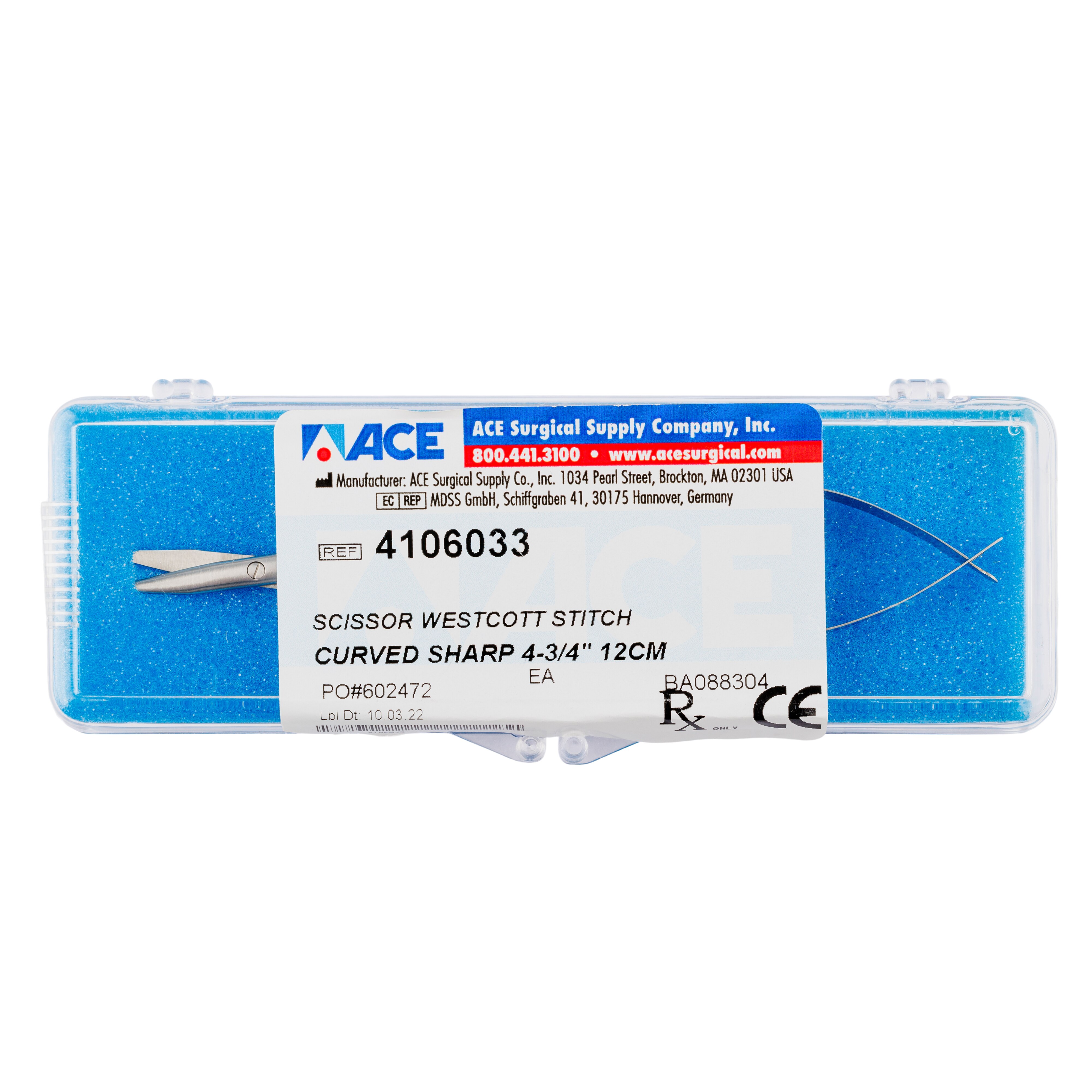 Ace Surgical Supply Scissors Westcott Stitch Curved Sharp 12cm 1161993 ...