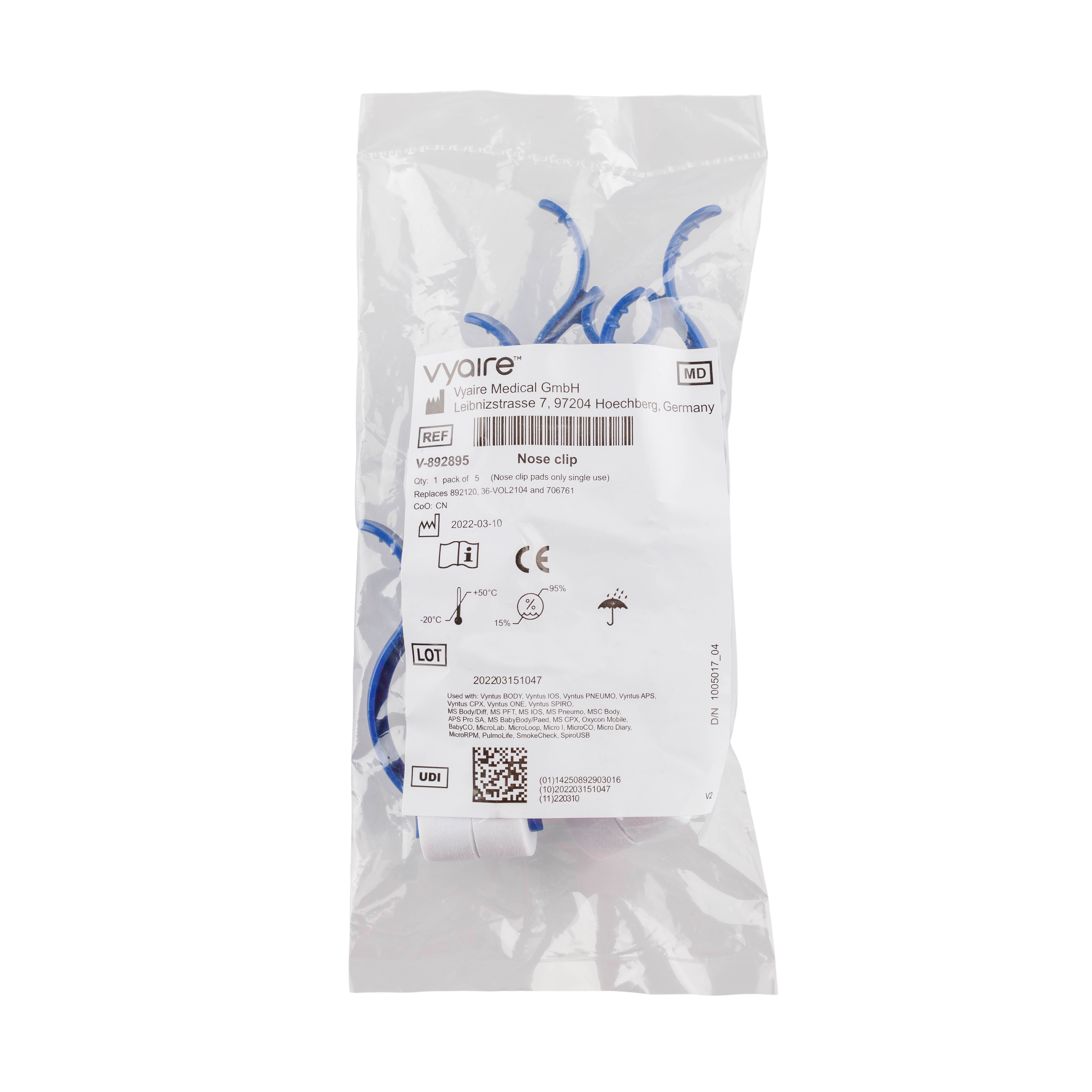 Carefusion Disposable Nose Clips for Spirometry 5pk RES566 - Henry ...