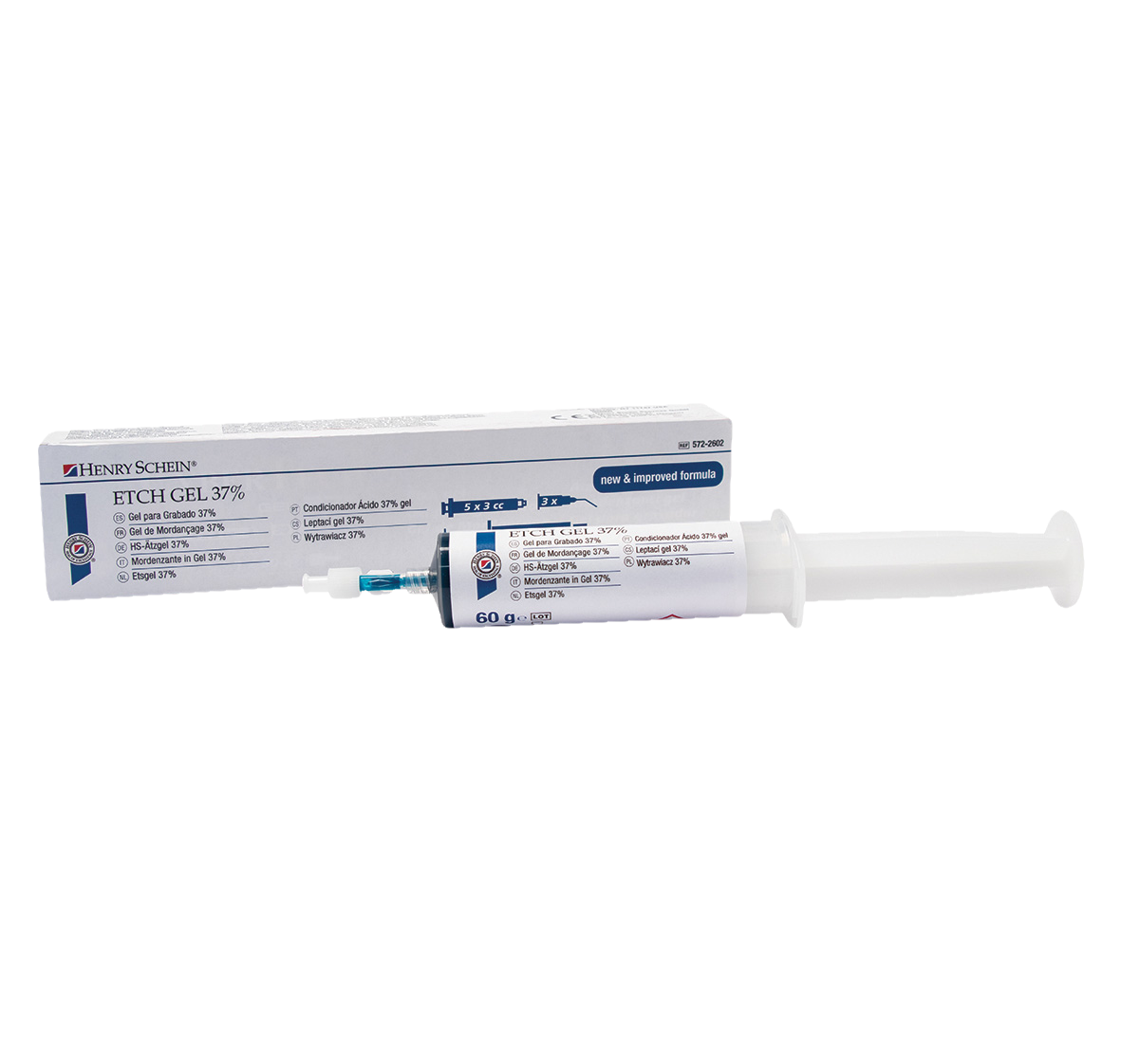Henry Schein HS Etch Gel Jumbo Kit 37% 60g & 5x3ml Syr & 3 Tips 5722602 ...