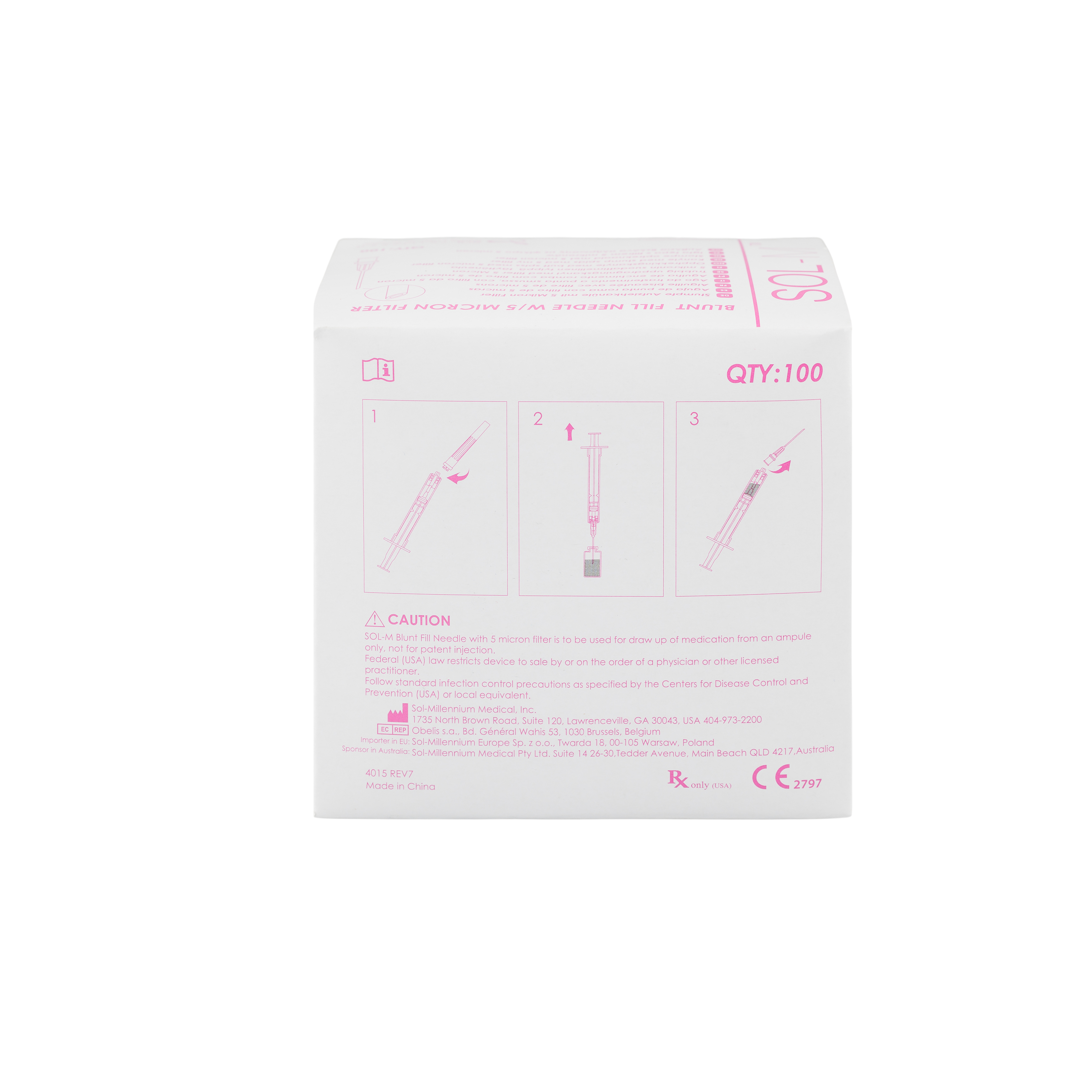 Sol Millenium Medical Sol-M Blunt Fill Needle 18G x 40mm (1.5") 100pk ...