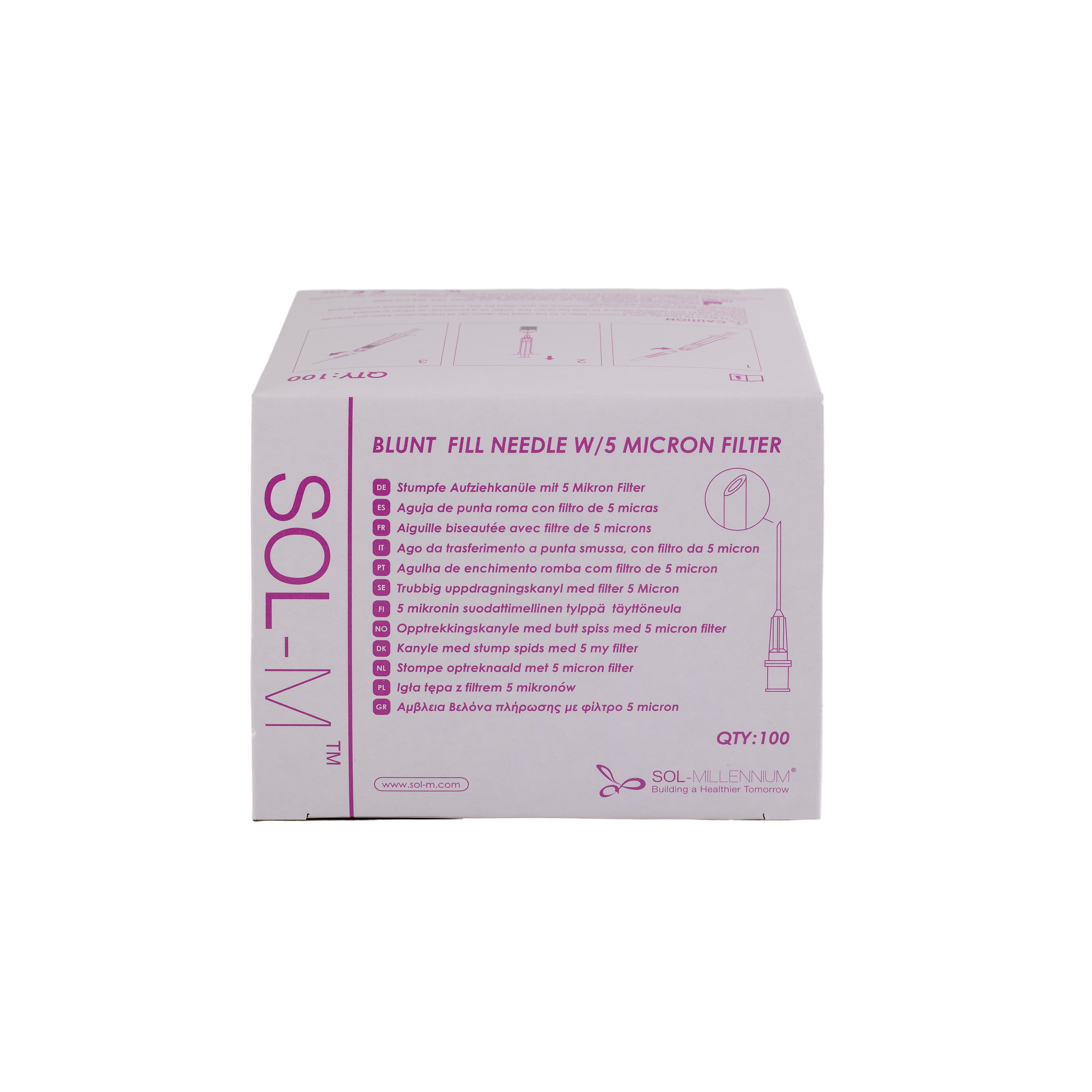 Sol Millenium Medical Sol-M Blunt Fill Needle 18G x 40mm (1.5") 100pk ...