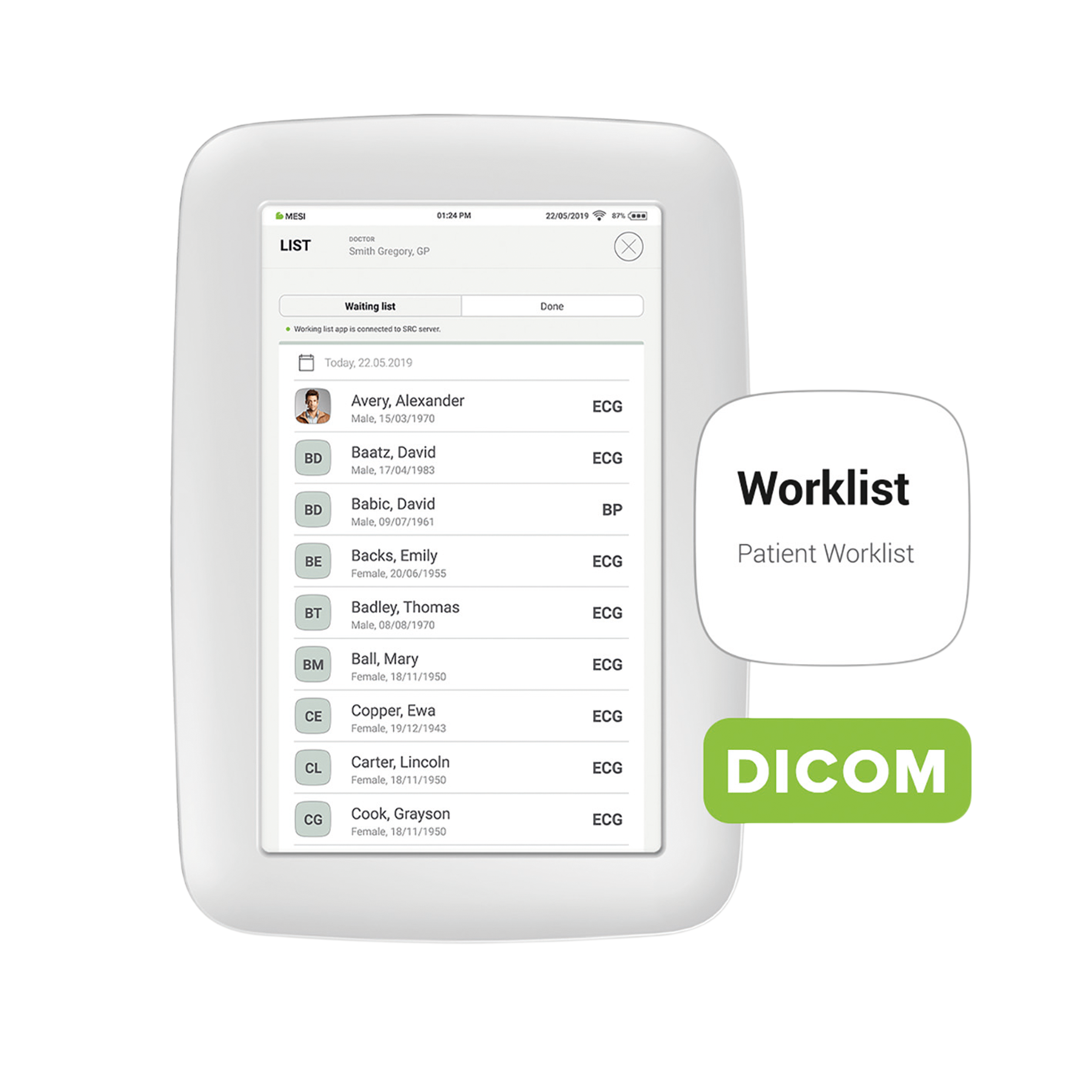 Mesi UK Ltd Patient Worklist Application for Dicom Protocol ECG54601 ...