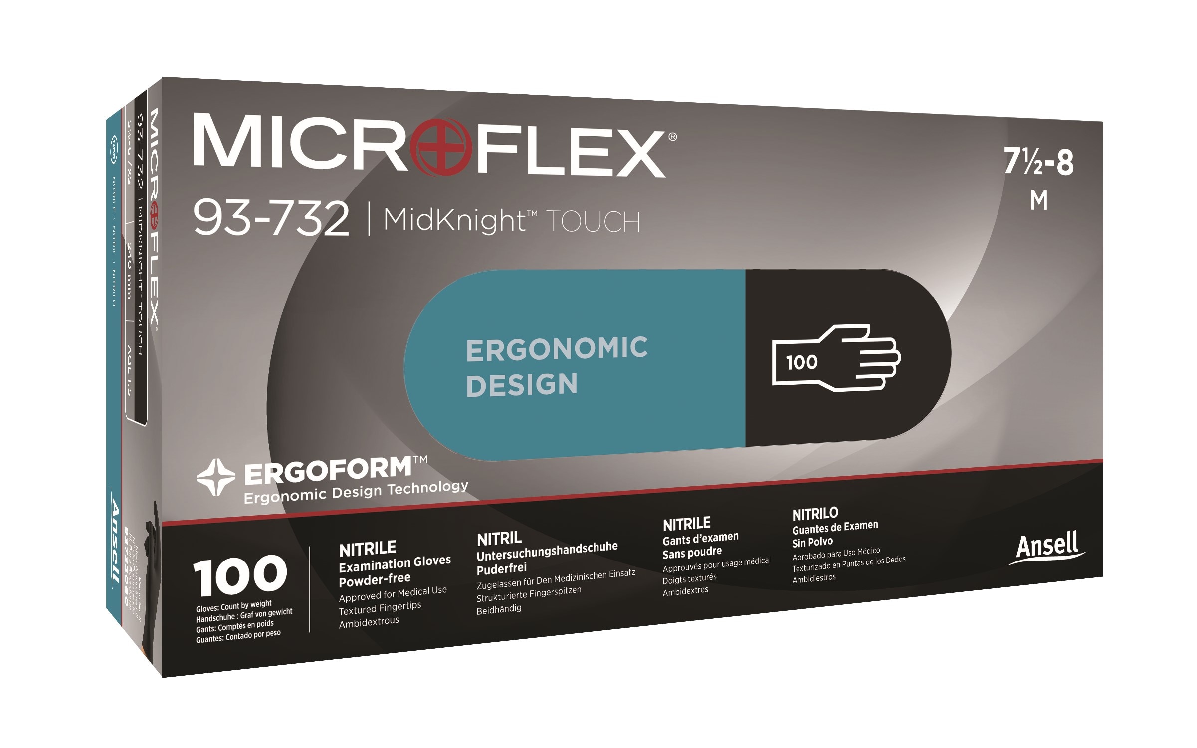 Microflex 93-732 Black Nitrile Gloves Powder-Free X-Small 100pk