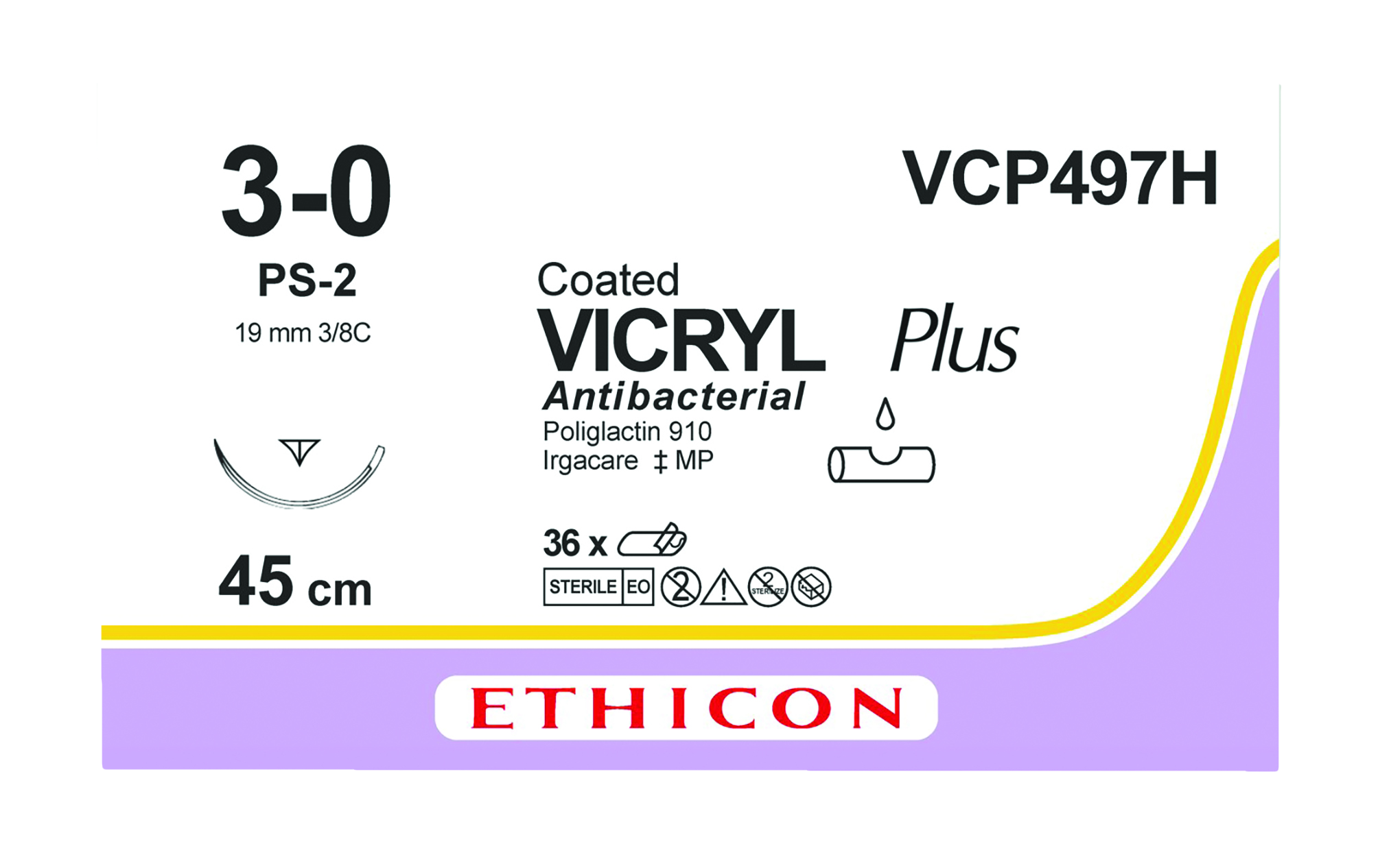 Ethicon VICRYL Plus Sutures Undyed Coated 45cm 3-0 3 8 Circle PRIME ...