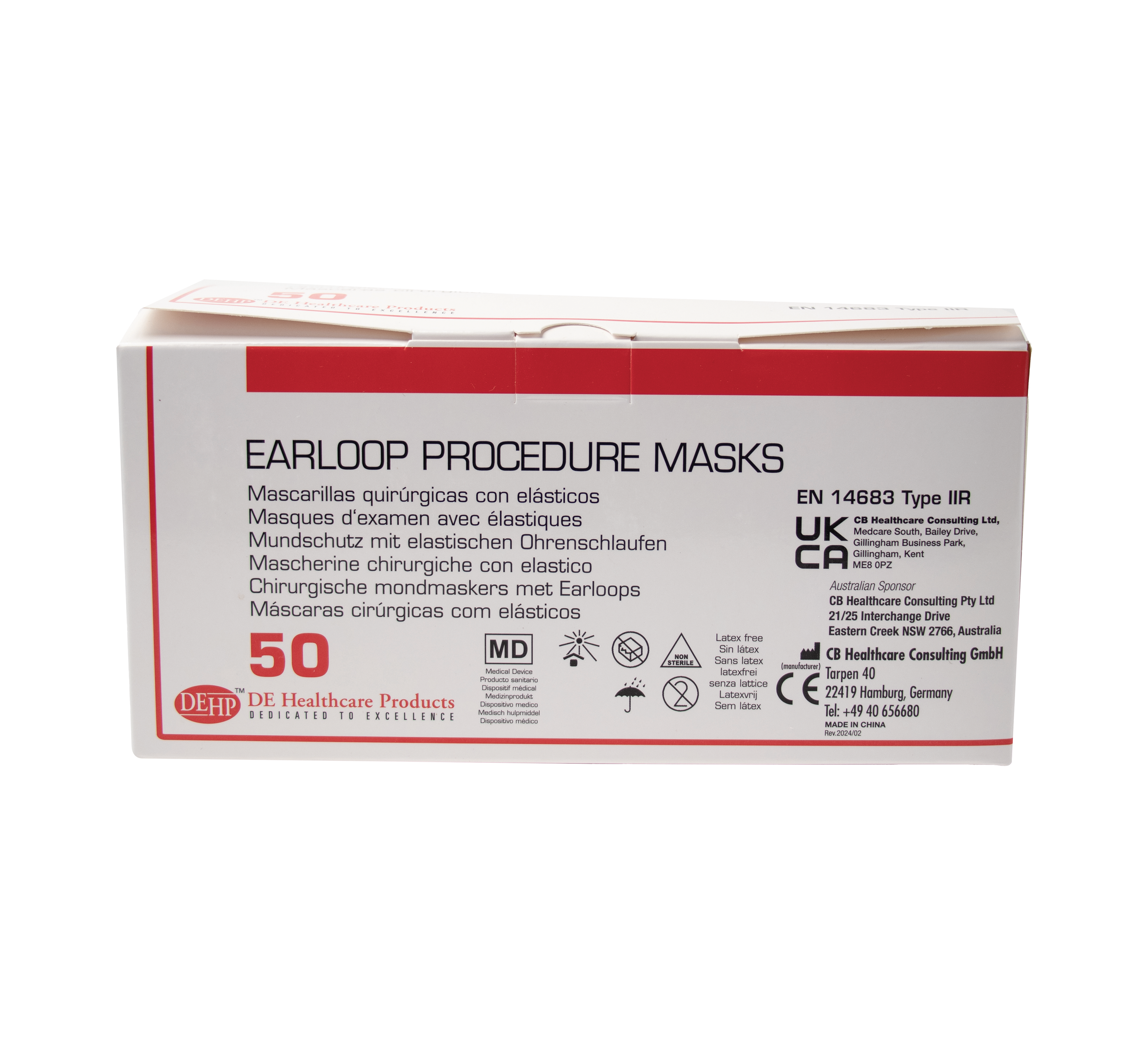 DEHP DEHP Earloop Face Mask Pink 50pk 9770395 - Henry Schein - UK