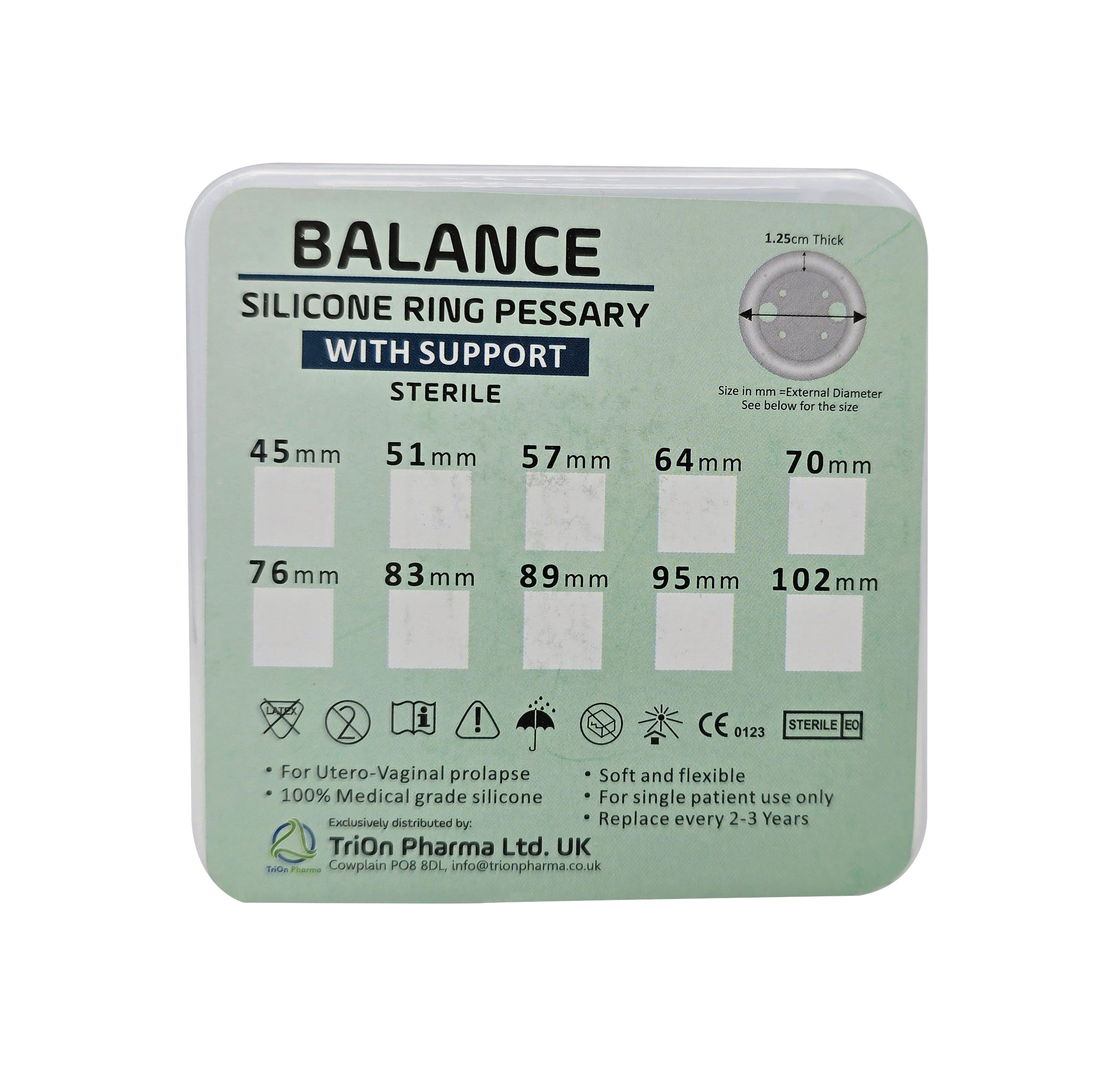 Trion Pharma Balance Silicone Pessary With Support 102mm PHA20040 ...