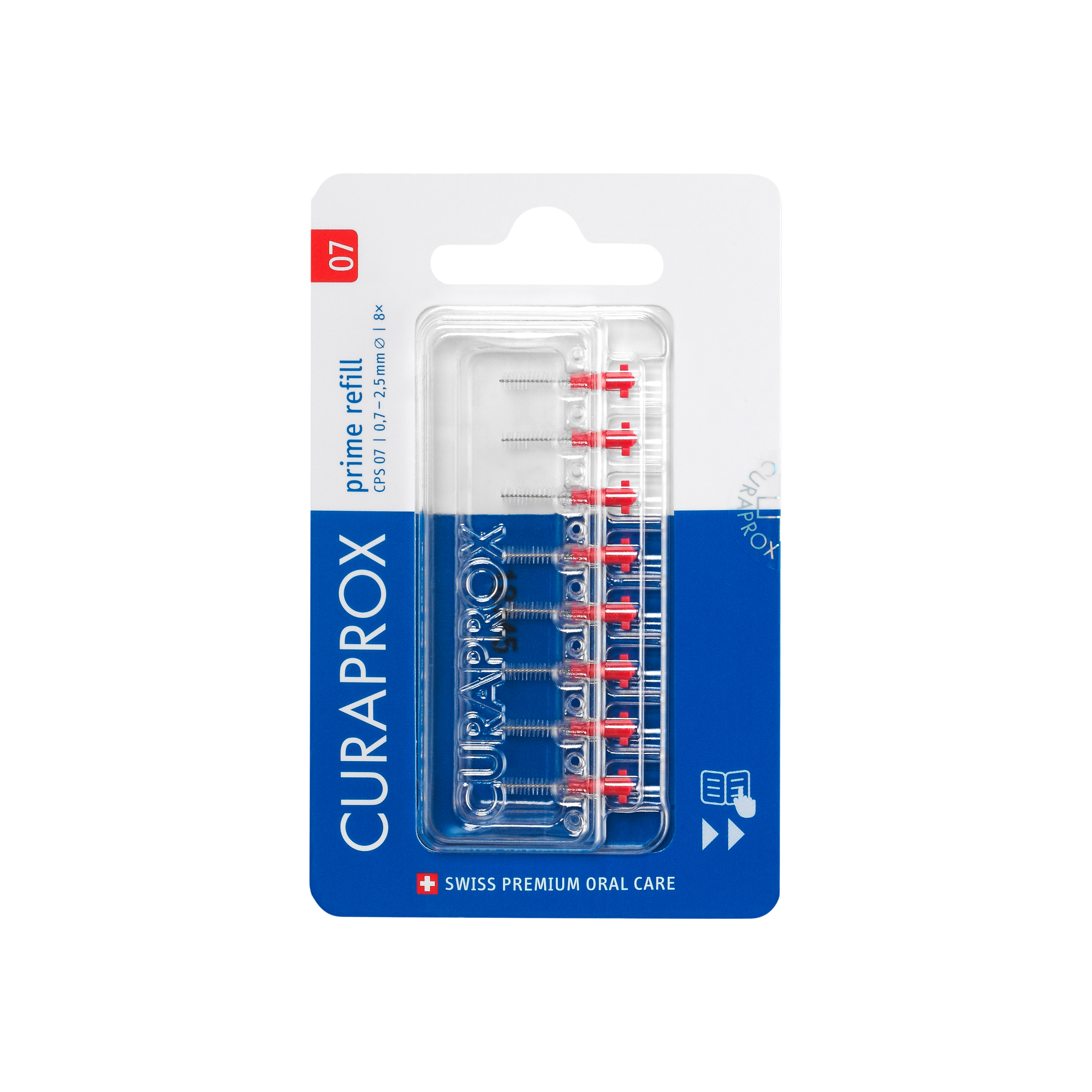 Curaprox Prime Interdental Brush Refill Red 0.7mm 8pk 1216384 - Henry ...