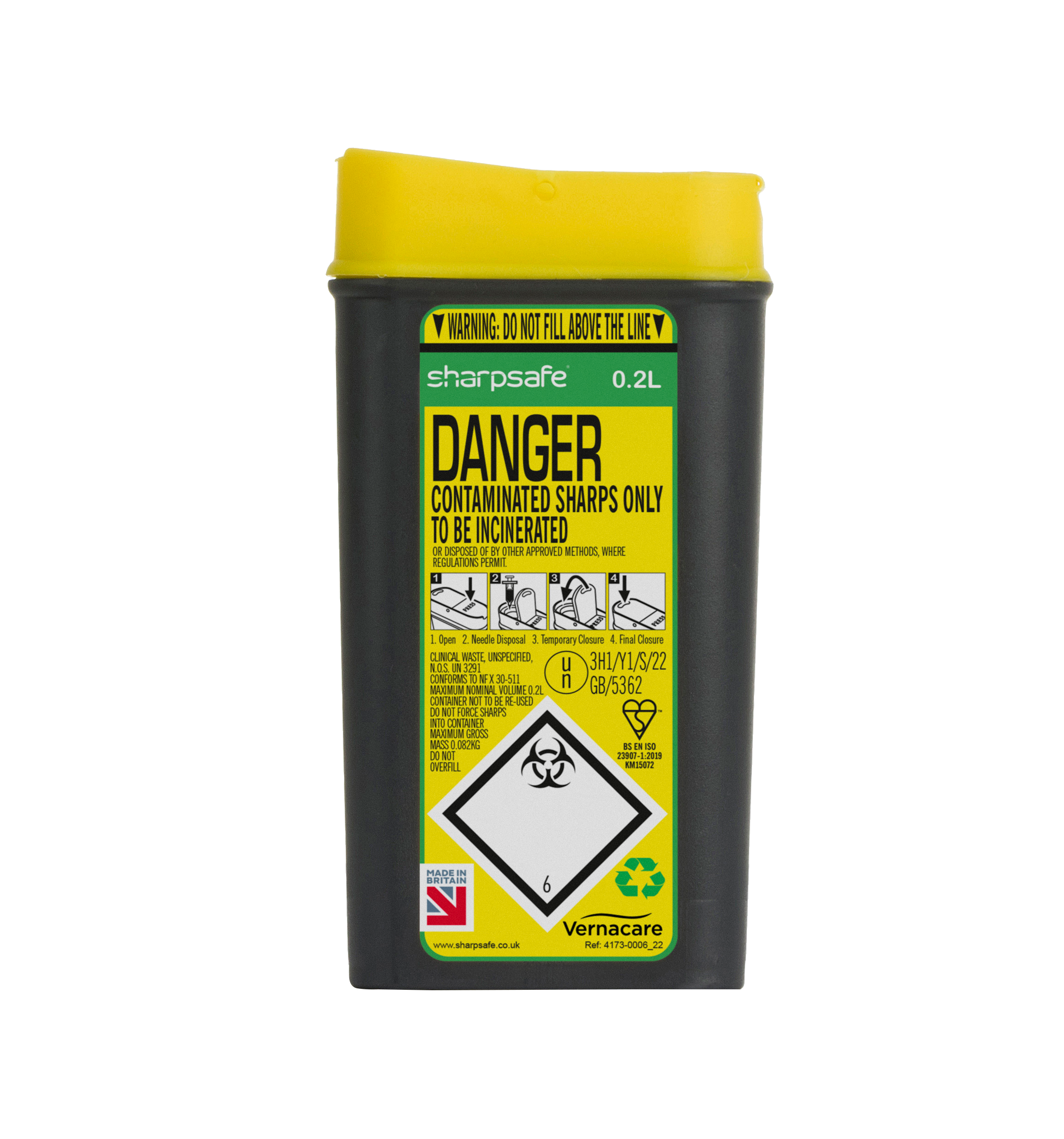 Sharpsafe Sharpsafe Pocket Range Sharps Bin Yellow Lid 0.2L SHA10001 ...