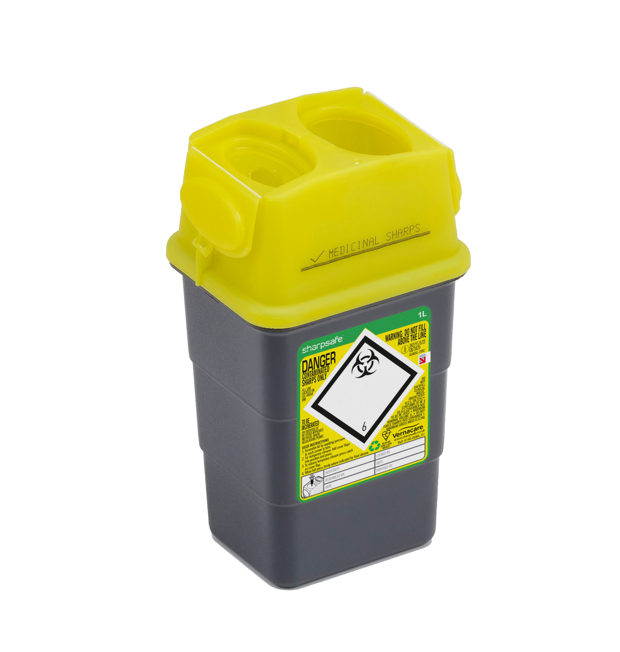 Sharpsafe Sharpsafe Small Sharps Bin Yellow Lid 1L 1218138 - Henry ...